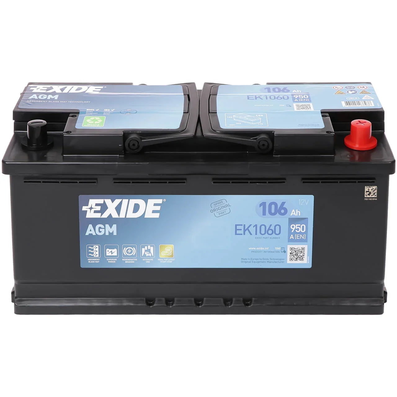 Exide Start-Stop EK1060 AGM 12V 106Ah 950A/EN ersetzt Exide EK1050 Aut